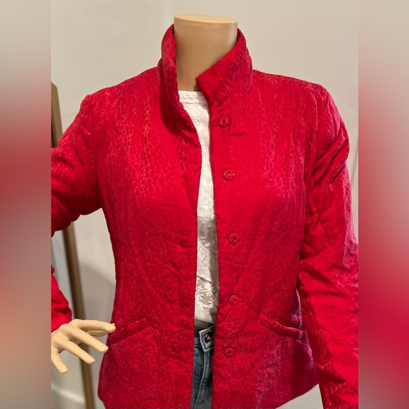 J. Jill | Jackets & Coats | J Jill Ruby Red Silk Quilted Jacket | Poshmark
